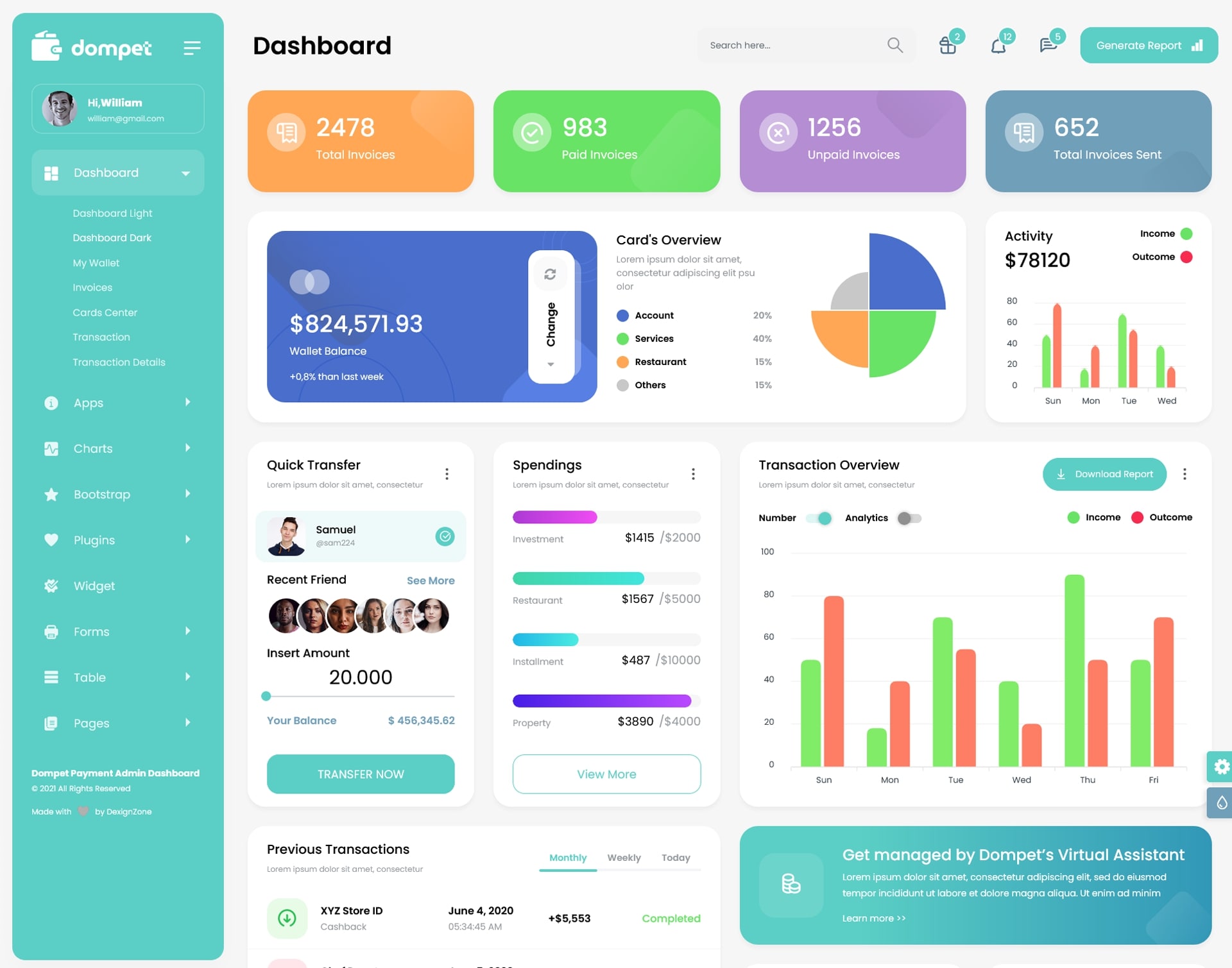 Dompet - React Redux Payment Admin Dashboard Template