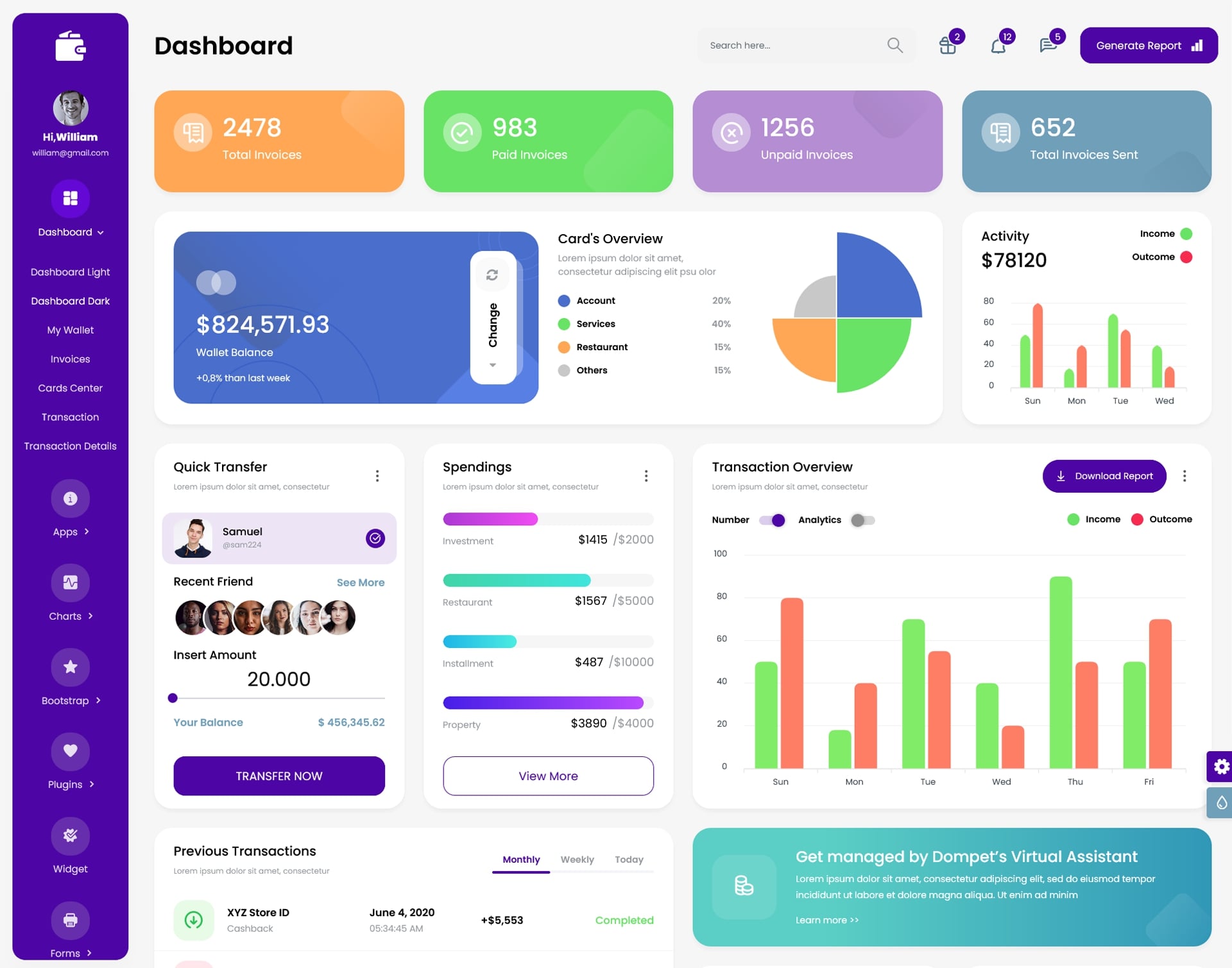 Dompet - React Redux Payment Admin Dashboard Template